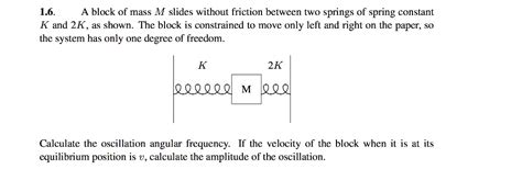 Solved 1 6 A Block Of Mass M Slides Without Friction Between Two
