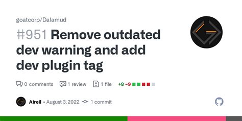 remove outdated dev warning and add dev plugin tag by aireil · pull request 951 · goatcorp