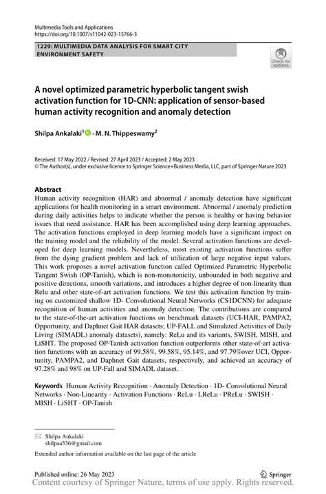 A Novel Optimized Parametric Hyperbolic Tangent Swish Activation Function For 1d Cnn