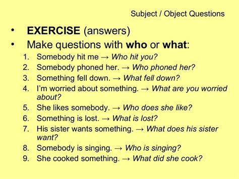 Subject Object Questions
