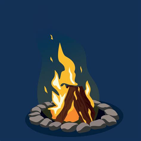 Camping Hot Bonfire Flat Icon Bonfire Or Campfire Orange Fire And