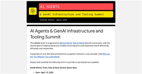 Ai Agents And Genai Infrastructure And Tooling Summit Tmls