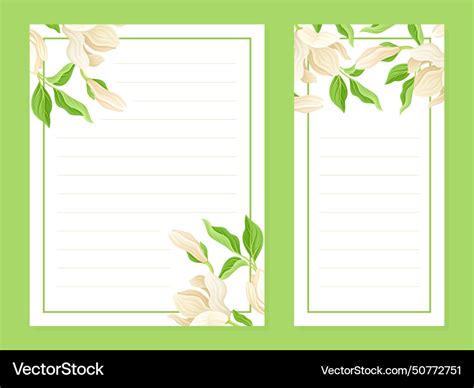 Flower Branch Empty Note Card Design With Tender Vector Image