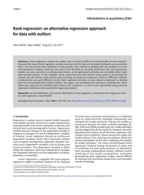 Pdf Rank Regression An Alternative Regression Approach For Data With