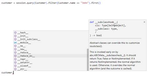 Python Vscode Intellisense For Sqlalchemy Query Result Stack Overflow