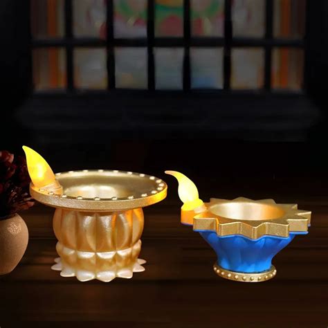 Diwali Diya Electric Sensor Deepam Set 12 Pieces Madhurame