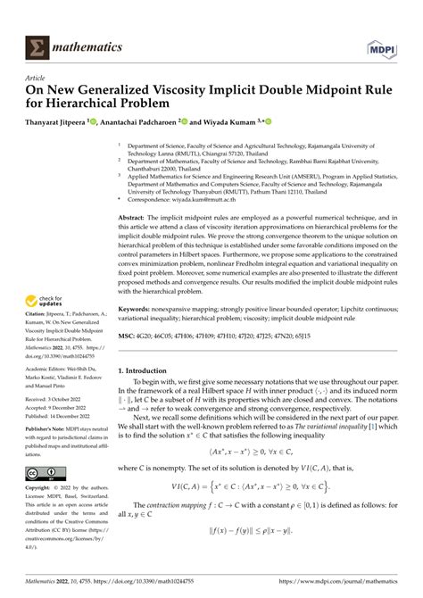 Pdf On New Generalized Viscosity Implicit Double Midpoint Rule For