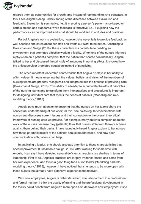 Modeling And Role Modeling Theory In Nursing 2817 Words Essay Example