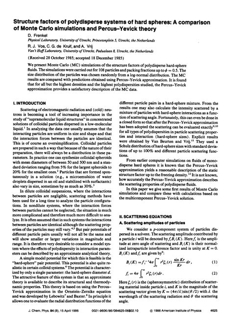 Pdf Structure Factors Of Polydisperse Systems Of Hard Spheres A Comparison Of Monte Carlo