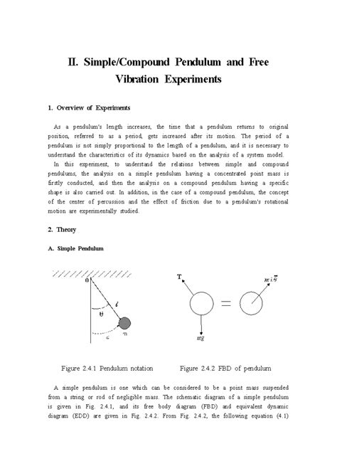 simple compound pendulum and free vibration experiments manual ii