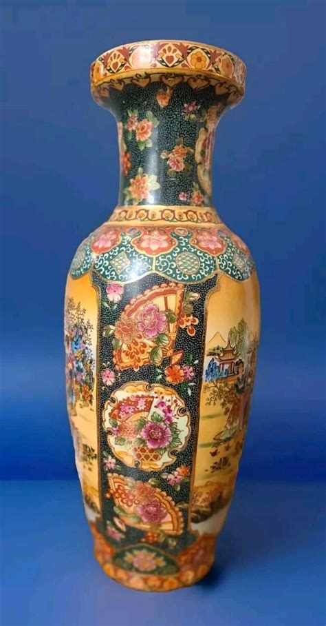Large Oriental Asian Satsuma Vase 24 Etsy