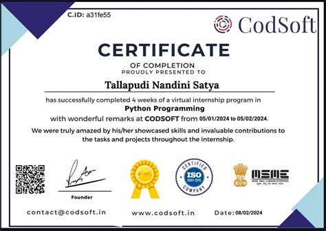 Nandini Satya Tallapudi On Linkedin Codsoft Cip Pythonprogramming