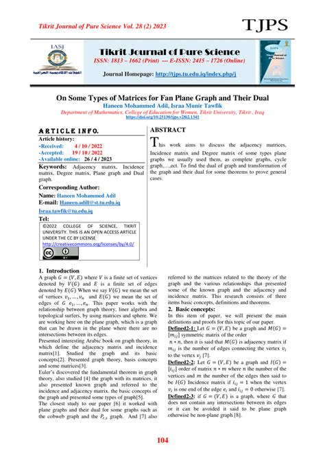 Pdf On Some Types Of Matrices For Fan Plane Graph And Their Dual