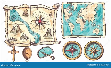 Travel Compass Vector Set Design Compass Navigation Collection 253586360