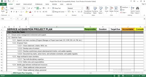 WBS Project Plan Template In Excel