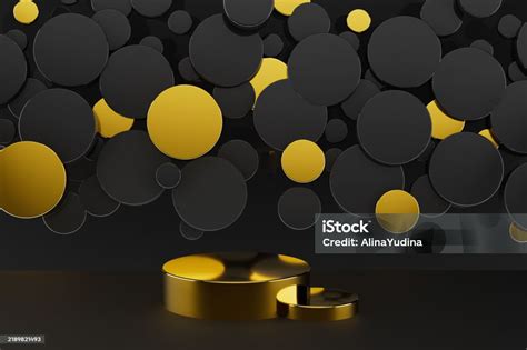새해 검은 추상 무대 모형 두 개의 황금 원형 연단 모형 골드 서클 장식 템플릿 3d 일러스트 레이션 럭셔리 장면 프리젠 테이션 화장품 상품 광고 블랙 프라이데이 광고에