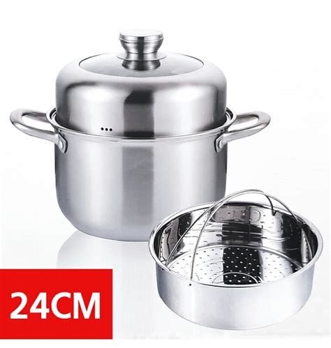 Twin 스텐 찜냄비 5l 24cm 인덕션냄비 찜기 찜솥 전골냄비 찜통 유리뚜껑 만두 티몬