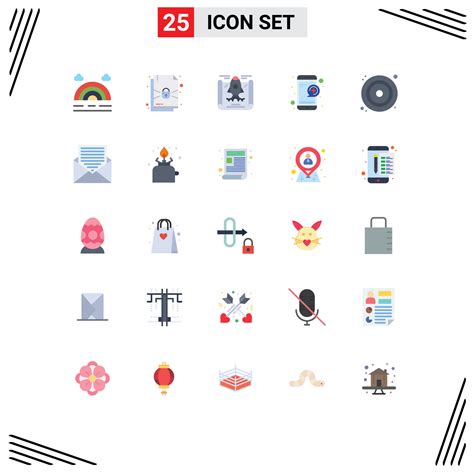 25 Thematic Vector Flat Colors And Editable Symbols Of Communication Dvd Rocket Disk Service