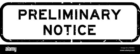 Grunge Black Preliminary Notice Word Square Rubber Seal Stamp On White