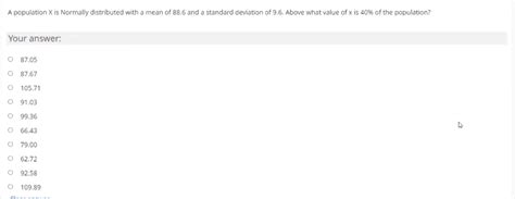 solved a population x is normally distributed with a mean of