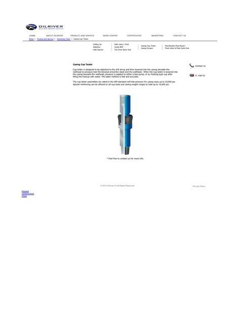 Casing Cup Tester Information Pdf