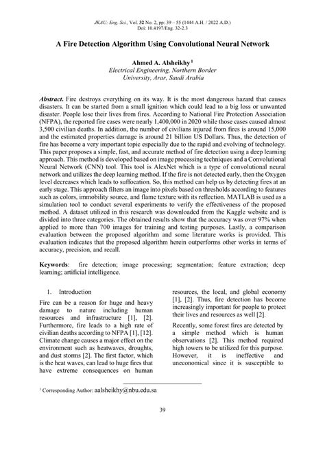 PDF A Fire Detection Algorithm Using Convolutional Neural Network
