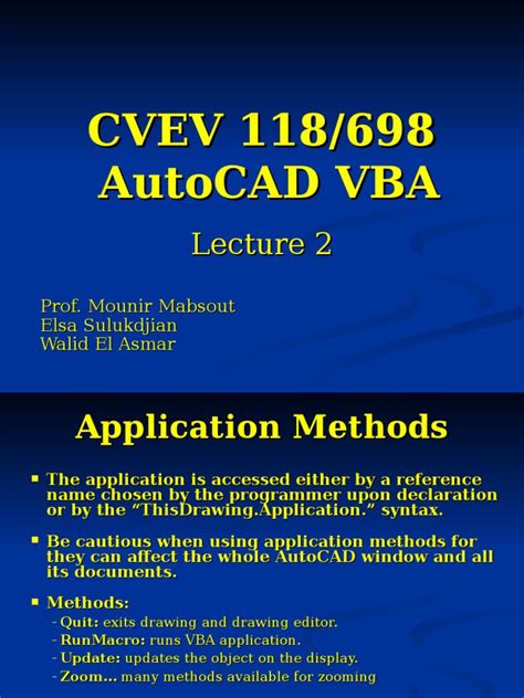 1f Autocad Vba Lecture 2 Command Line Interface Visual Basic For Applications