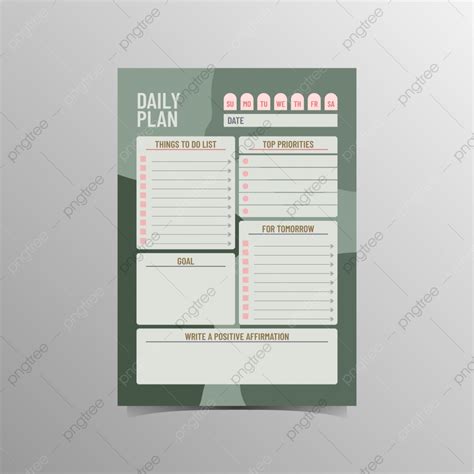 녹색 일일 플래너 노트 일러스트 메모 일러스트 템플릿 Psd 다운로드 디자인 자료 다운로드