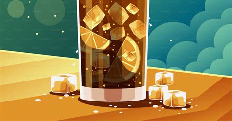 얼음 조각과 오렌지 한 조각을 곁들인 소다 한 잔 벡터 Unsplash의 그림 이미지