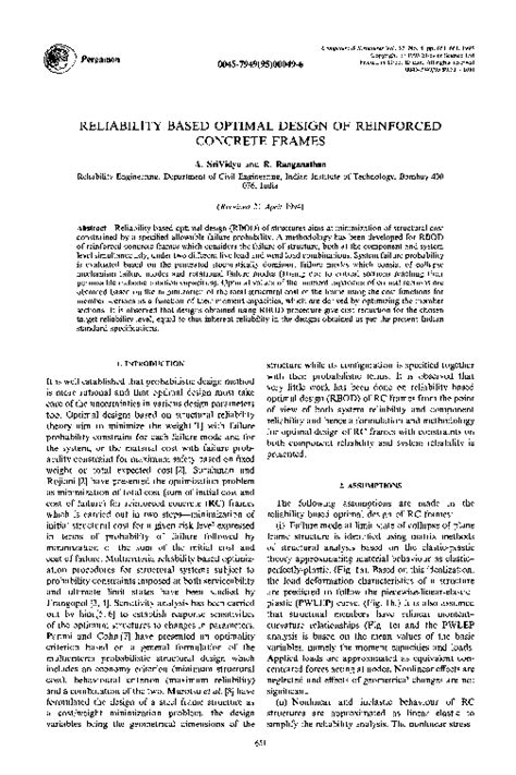 Pdf Reliability Based Optimal Design Of Reinforced Concrete Frames