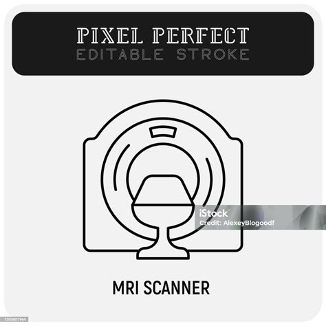 Mri 스캐너 씬 라인 아이콘 종양학 탐지를 위한 의료 장비 픽셀 완벽 편집 가능한 스트로크 벡터 그림입니다 Cat 스캔에 대한