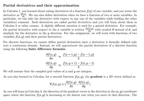 Solved Partial Derivatives And Their Approximation In