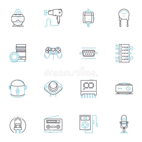 Electrical Appliances Linear Icons Set Power Efficiency Voltage Wattage Current