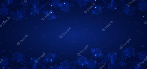 Premium Vector Abstract Technology Connect Concept Blue Geometric Hexagons Pattern