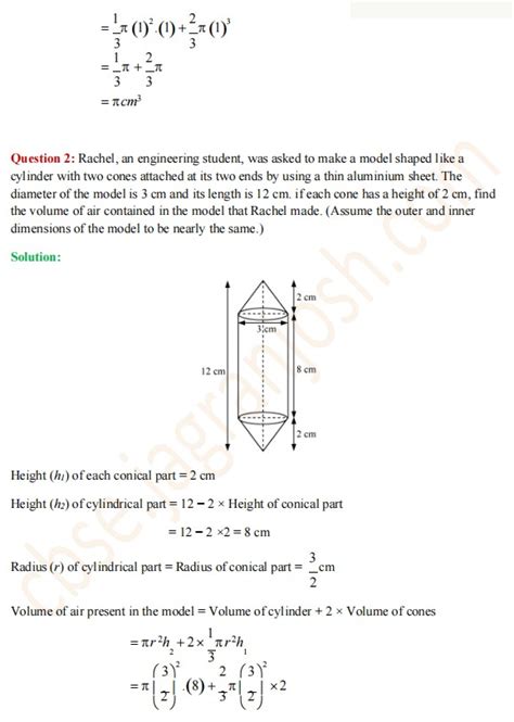 NCERT Solutions For Class 10 Maths Exercise 12 2 Chapter 12 Surface