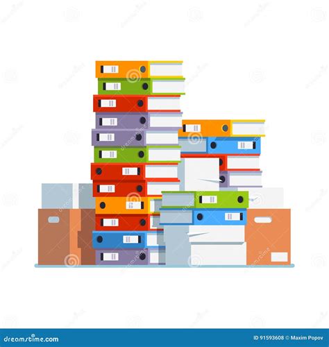 Heap Of Paper Document File Folders And Boxes Stock Vector Illustration Of File Knowledge