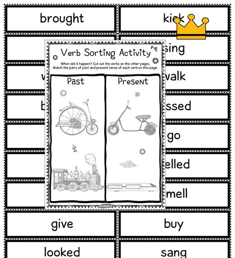 Verb Sorting Activity Past And Present Серия 3 листа