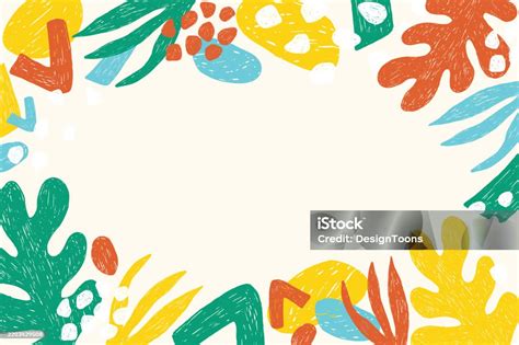 크레용 유기적 모양 추상적 인 배경 다채롭고 트렌디한 여름 분위기 크레용 또는 연필 배경 자연스럽고 기괴한 모양 판매 배너 프리젠테이션 커버 광고 웹 배너 포스터용 템플릿