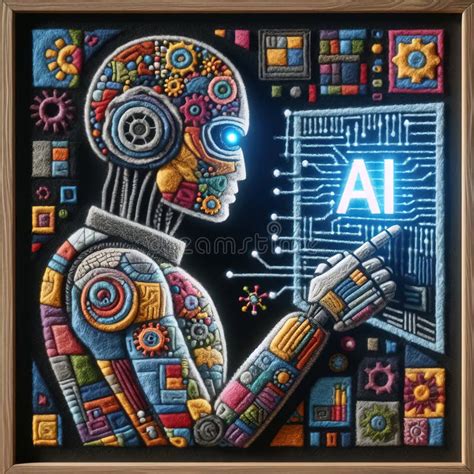 Felt Art Patchwork Ai Cyborg Machine Learning And Artificial