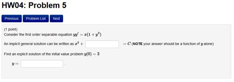 Solved Consider The First Order Separable Equation Yy