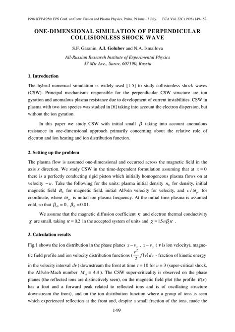 Pdf 2d Simulation Of Perpendicular Collisionless Shock Wave