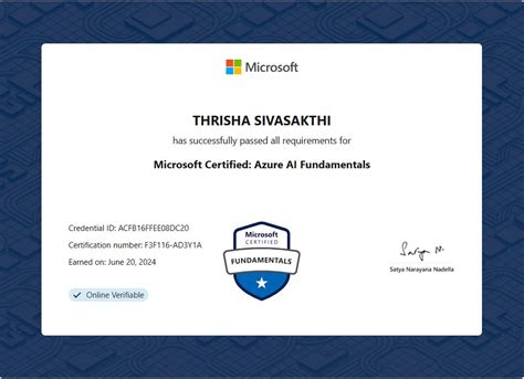 passed azure ai fundamentals exam thrisha sivasakthi posted on the topic linkedin