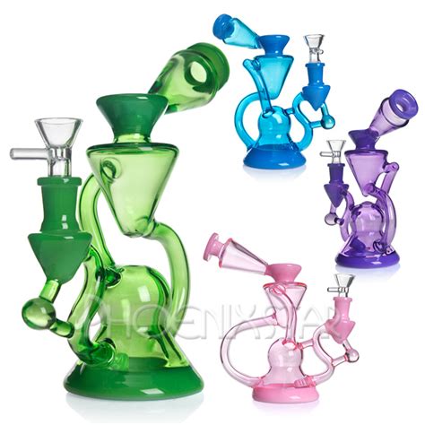 7 Inches Inline Diffuser Perc Recycler Dab Oil Rig Glass Pipe Mixed