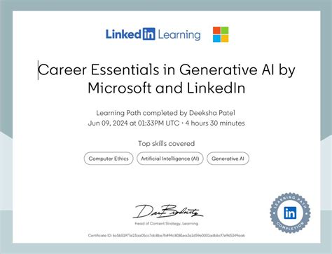 completed generative ai course from microsoft and linkedin deeksha