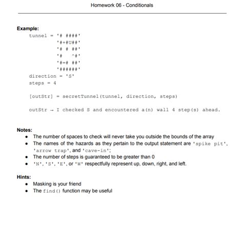 Solved Function Name SecretTunnel Inputs 1 Char MxN Chegg
