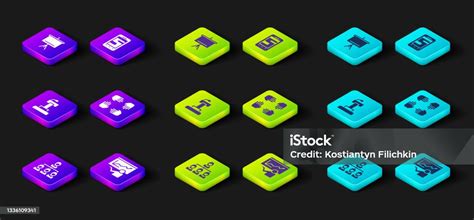 계층 구조 기관차트 교육 프리젠 테이션 무대 스탠드 트리뷴 프로젝트 팀 베이스 채팅 메시지 전화 및 칠판 아이콘을 설정합니다 벡터 컴퓨터 프로그래머에 대한 스톡 벡터 아트