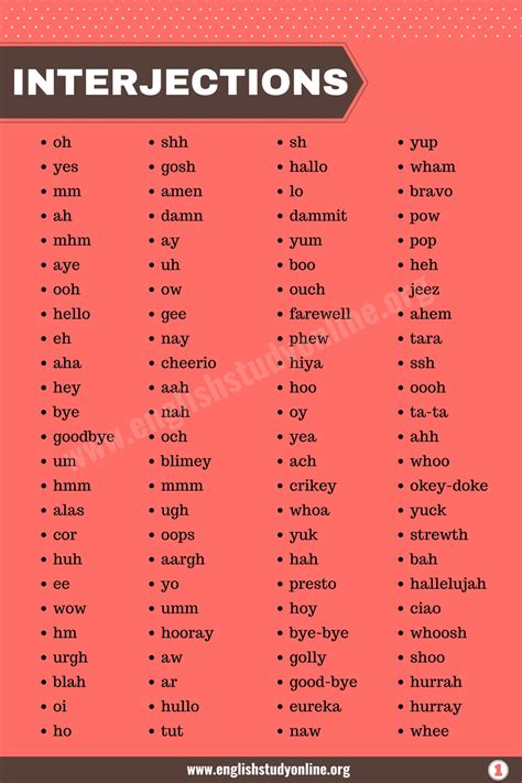 Interjection Word List