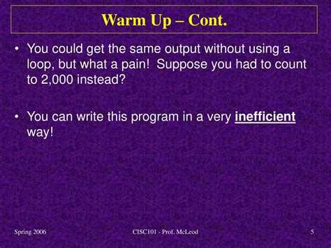 Last Time Math Class Style And Documentation Loops And Exercises Ppt
