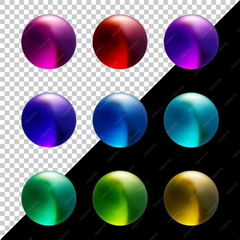 Premium Psd Set Of Round Shape Sphere Ball In 3d Render