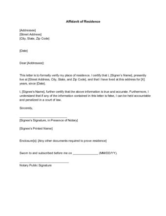 How To Write A Letter For Proof Of Residence Free Samples